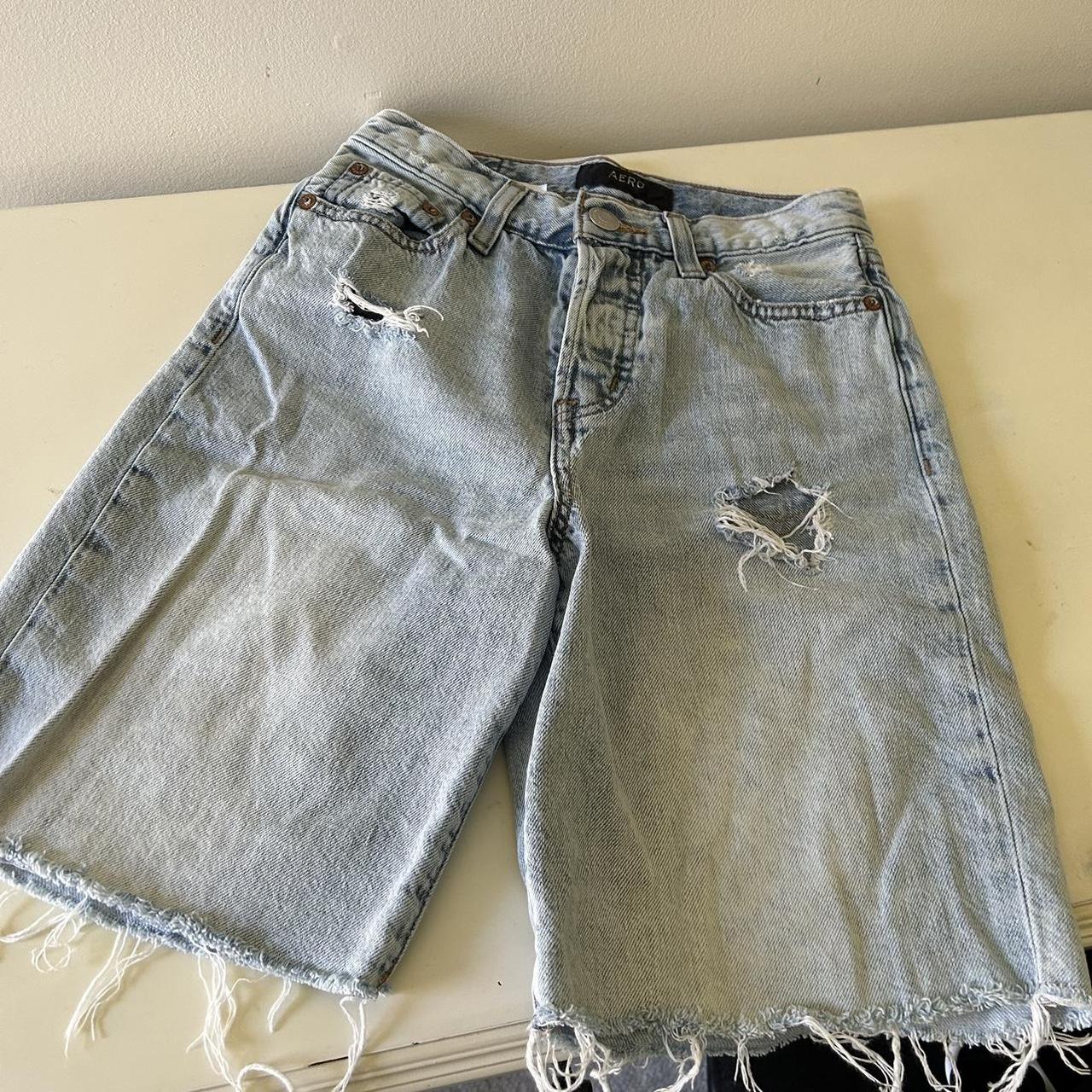 denim jean jorts ⭐️🤍 size: adult small, 24” #jorts... - Depop