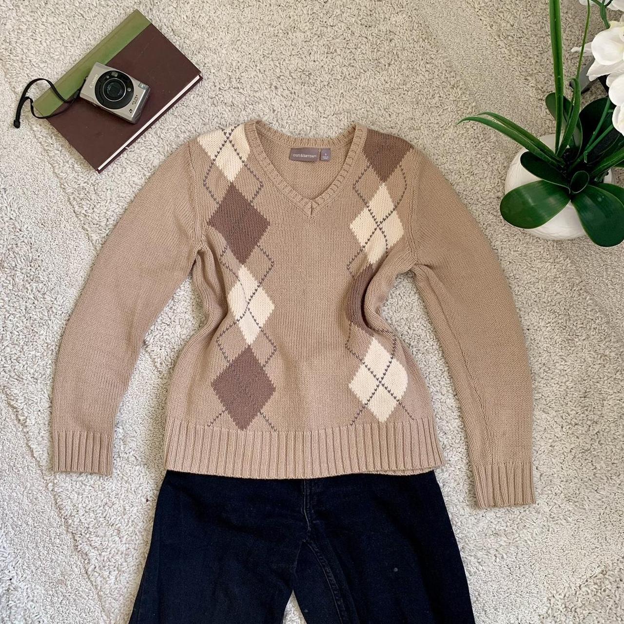Croft & Barrow Women's Brown and Cream Jumper | Depop