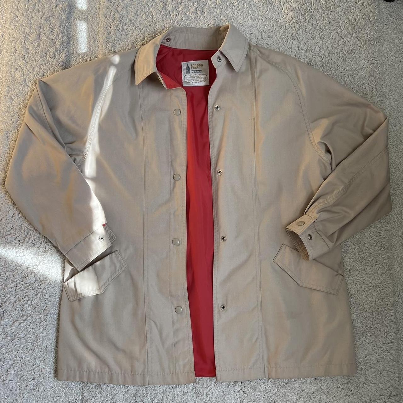 London Fog Women's Cream and Red Coat | Depop