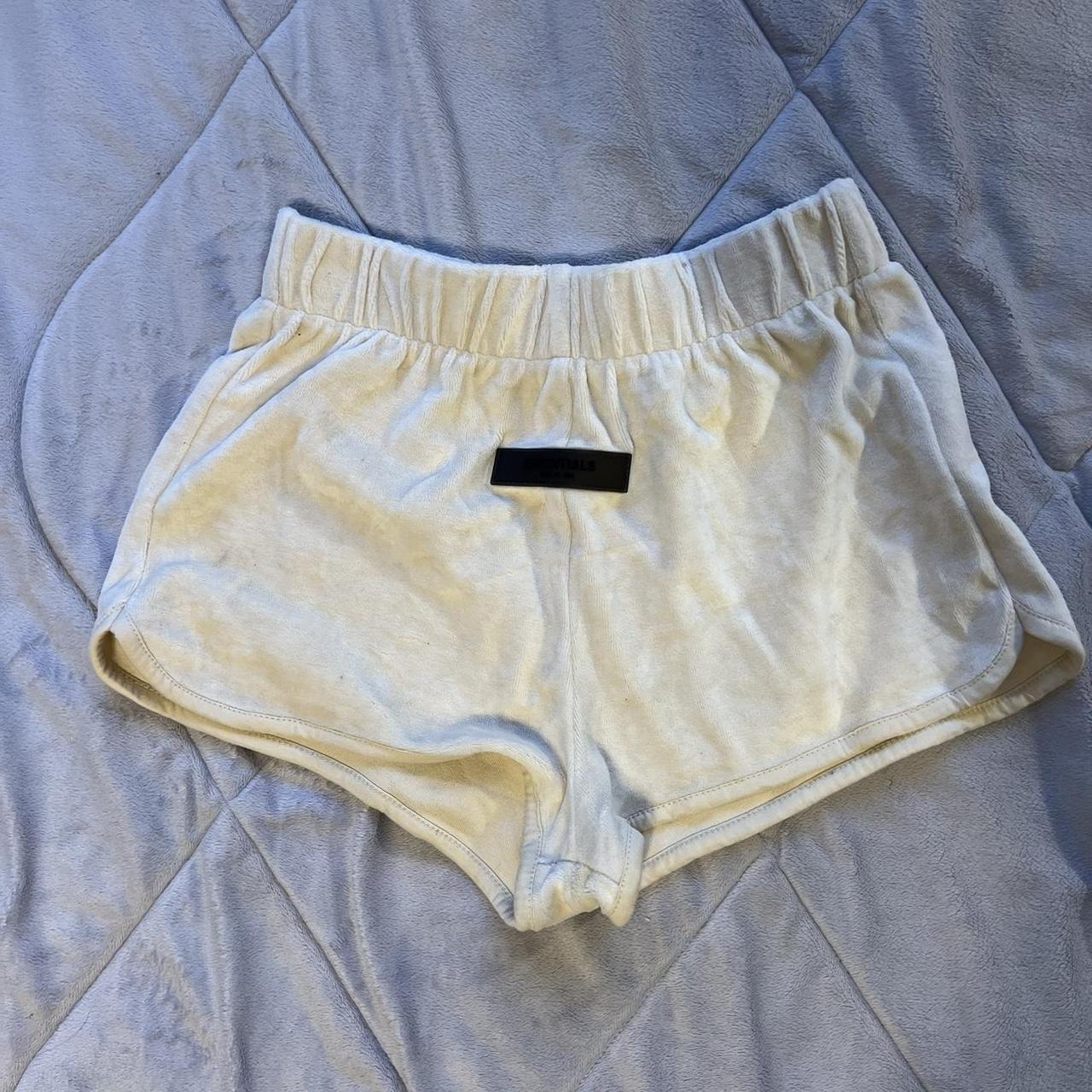 Fear of God Essentials velvet/fur shorts -soft... - Depop