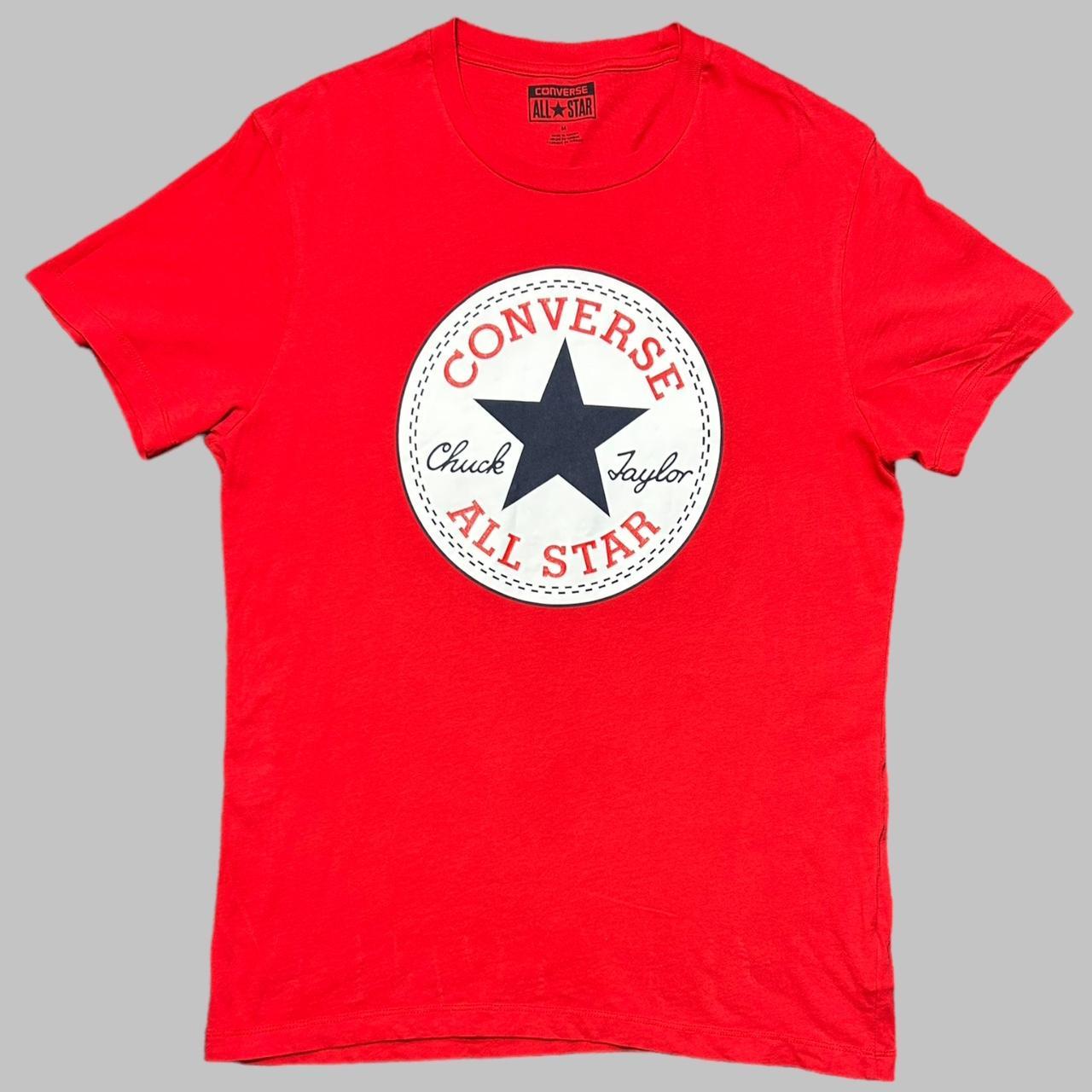 Red converse T-shirt Amazing red colour converse... - Depop