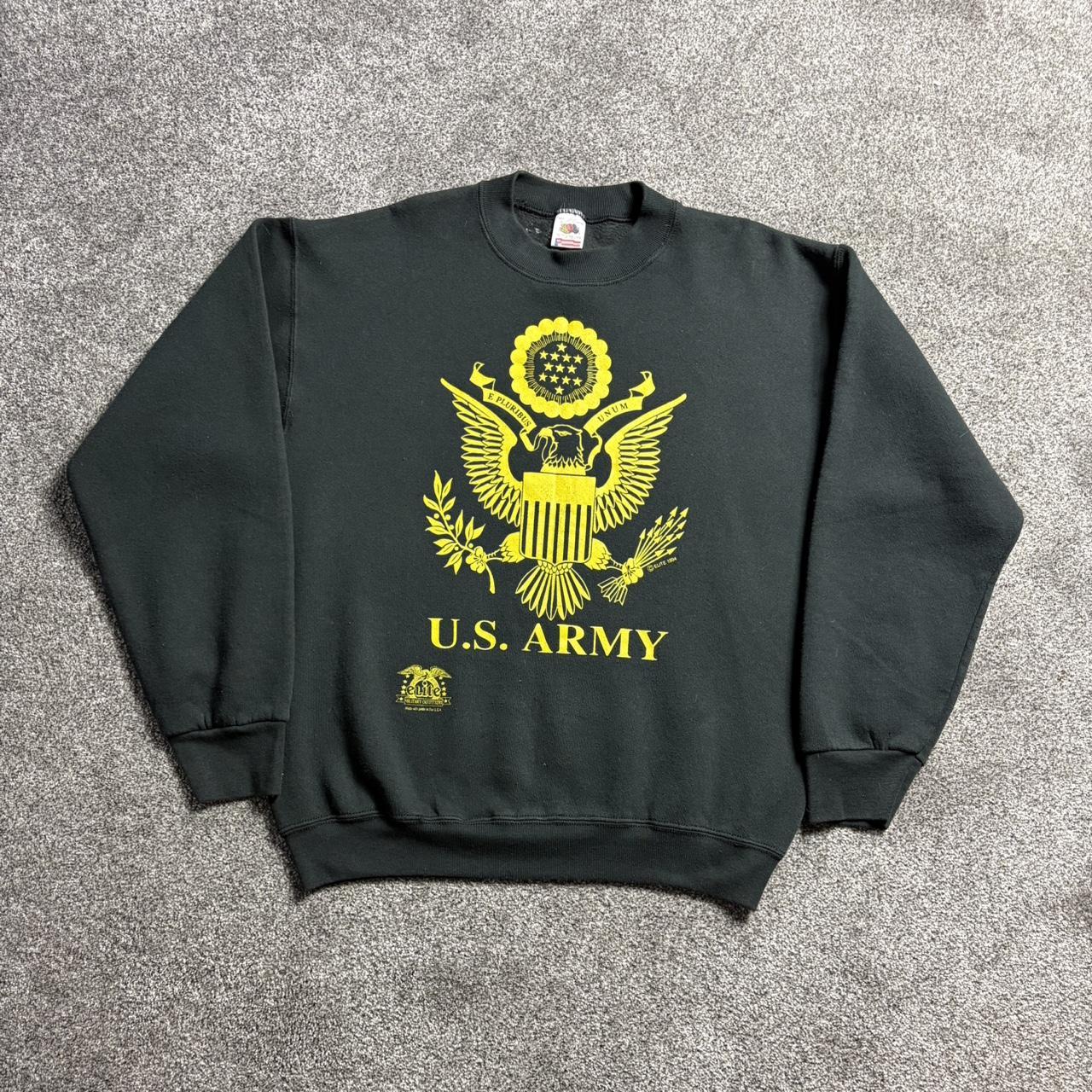 Black cotton pullover US ARMY sweatshirt Black... | Depop