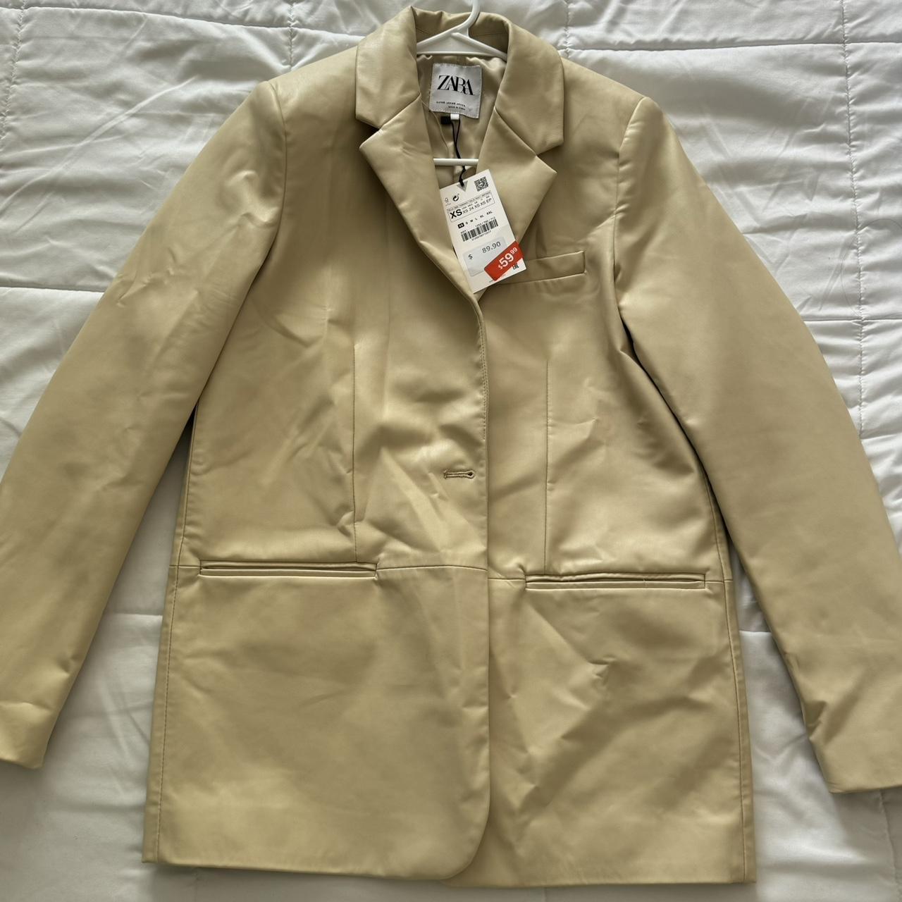 Zara tan and cream blazer #jackets - Depop