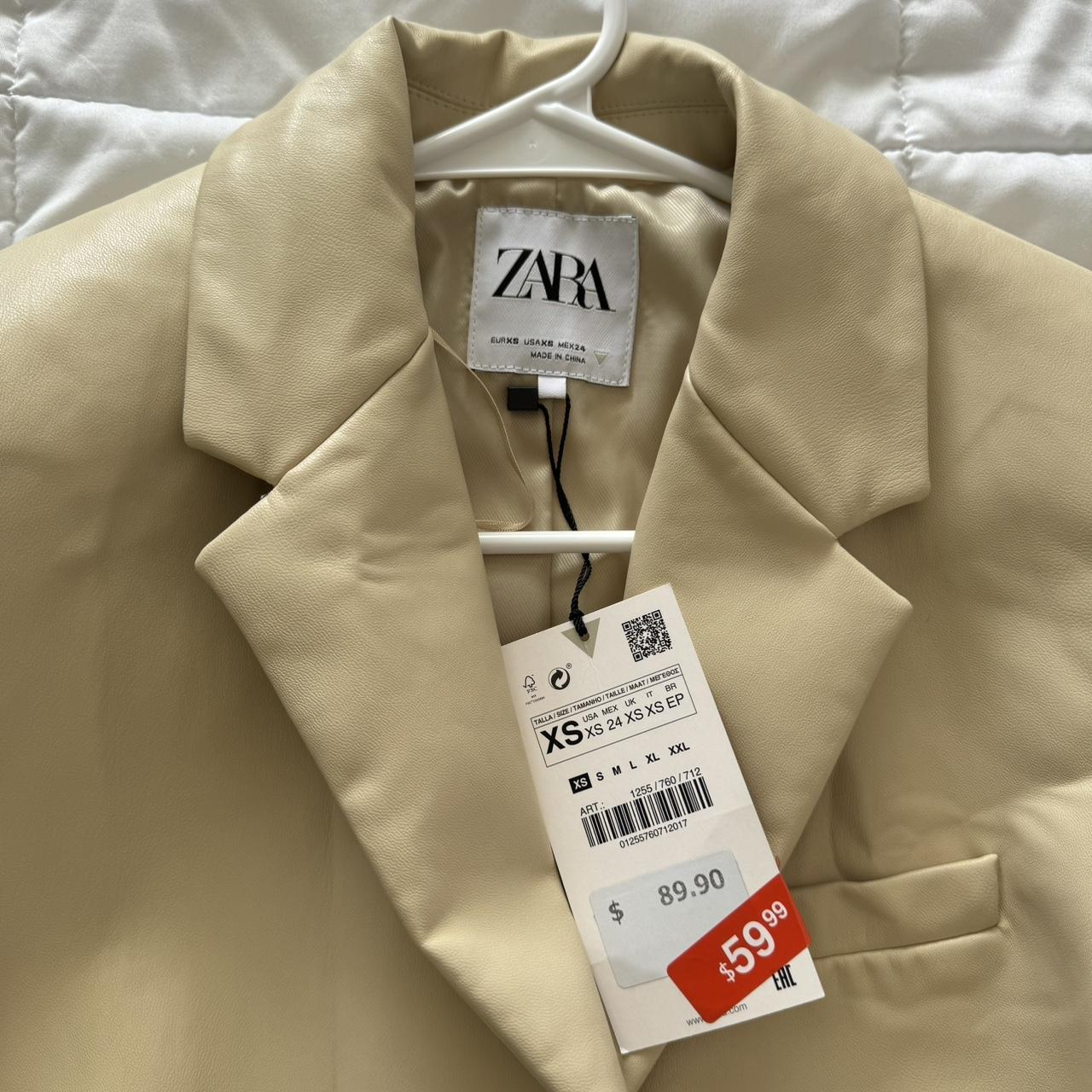 Zara tan and cream blazer #jackets - Depop