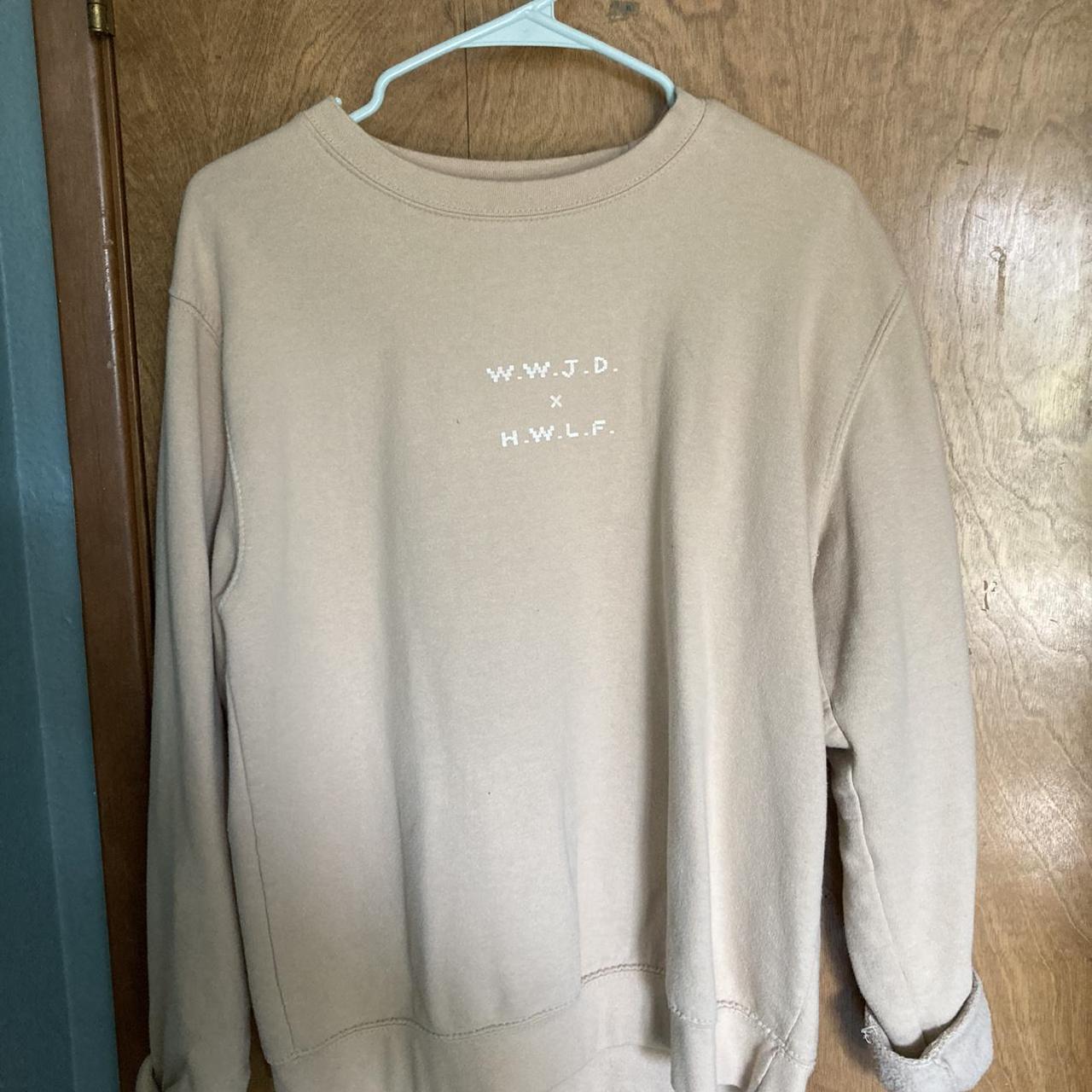 Sand WWJD Christian sweatshirt. Soft and comfy!... - Depop