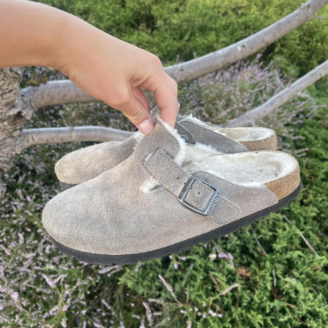 birkenstock boston clogs sherpa lined in the color... - Depop