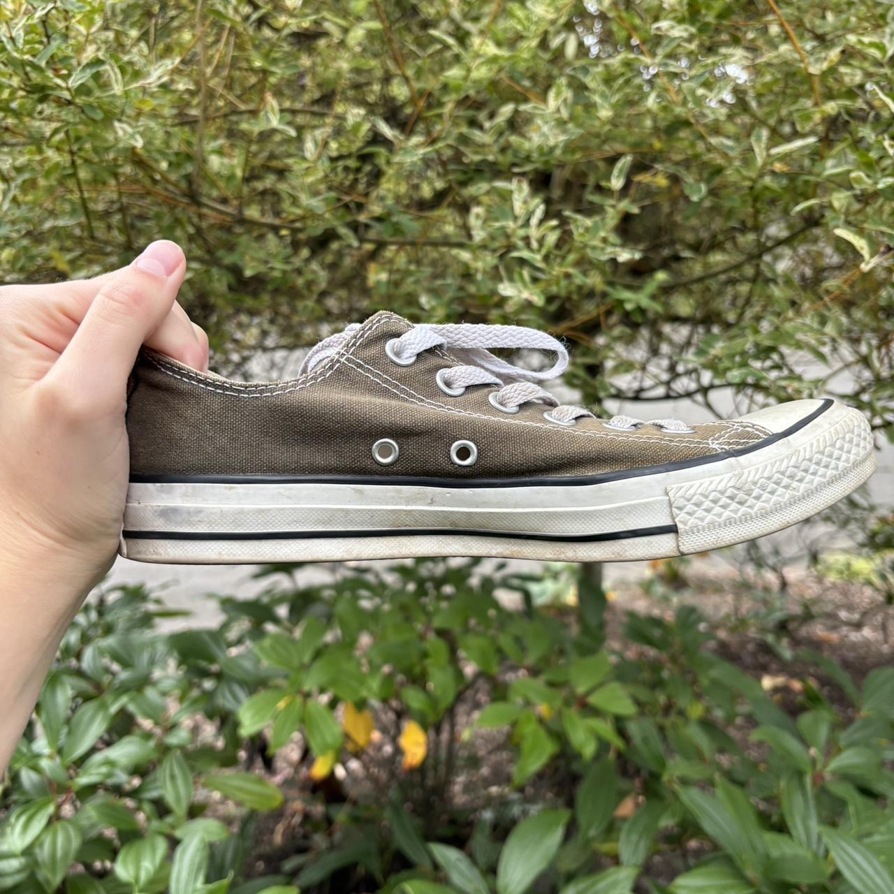 cute low rise olive green converse! size womens 9... - Depop