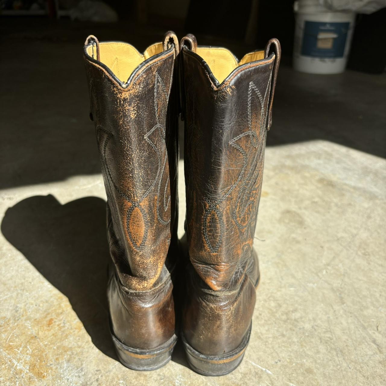 absolutely beautiful vintage acme cowboy boots with... - Depop