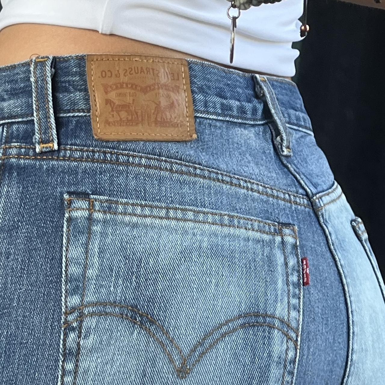 Levi straight leg jeans with a bleached half. Super... - Depop