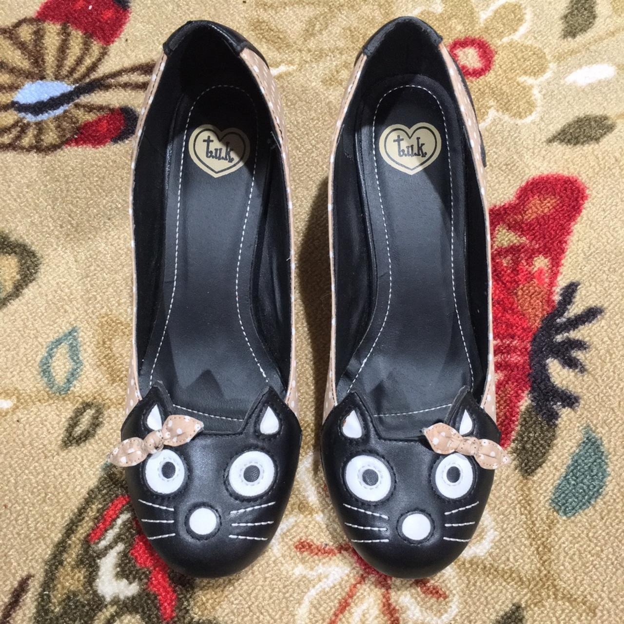 Adorable cat high heel pumps in black, beige, and... - Depop