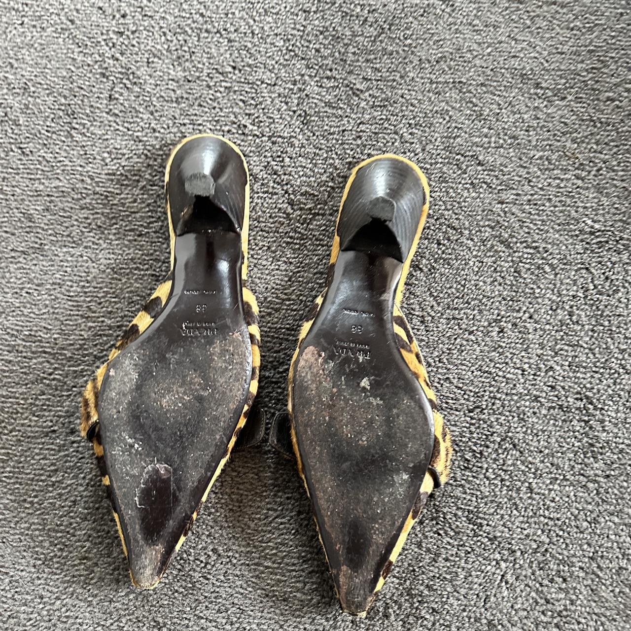 Vintage prada leopard print kitten heels size 38 - Depop