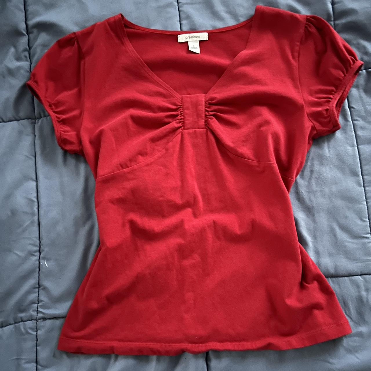 Red coquette bow front tee with puff sleeves Brand:... - Depop