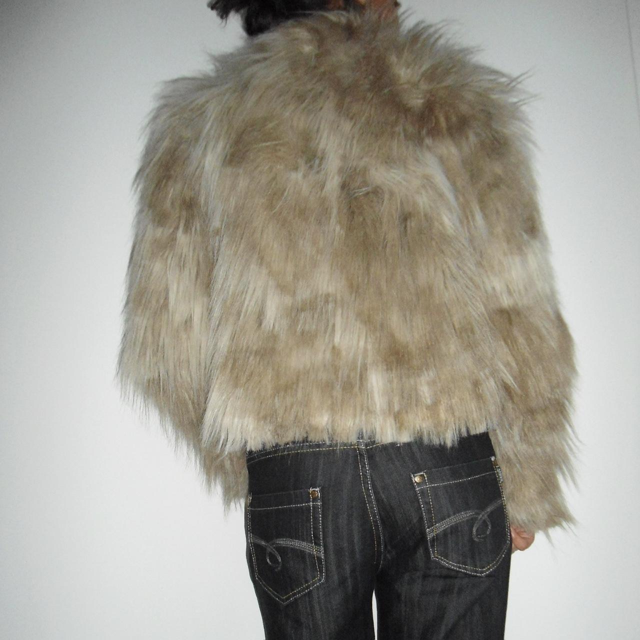 2000s faux fur jacket. Light weight. Clasps up. Best... - Depop