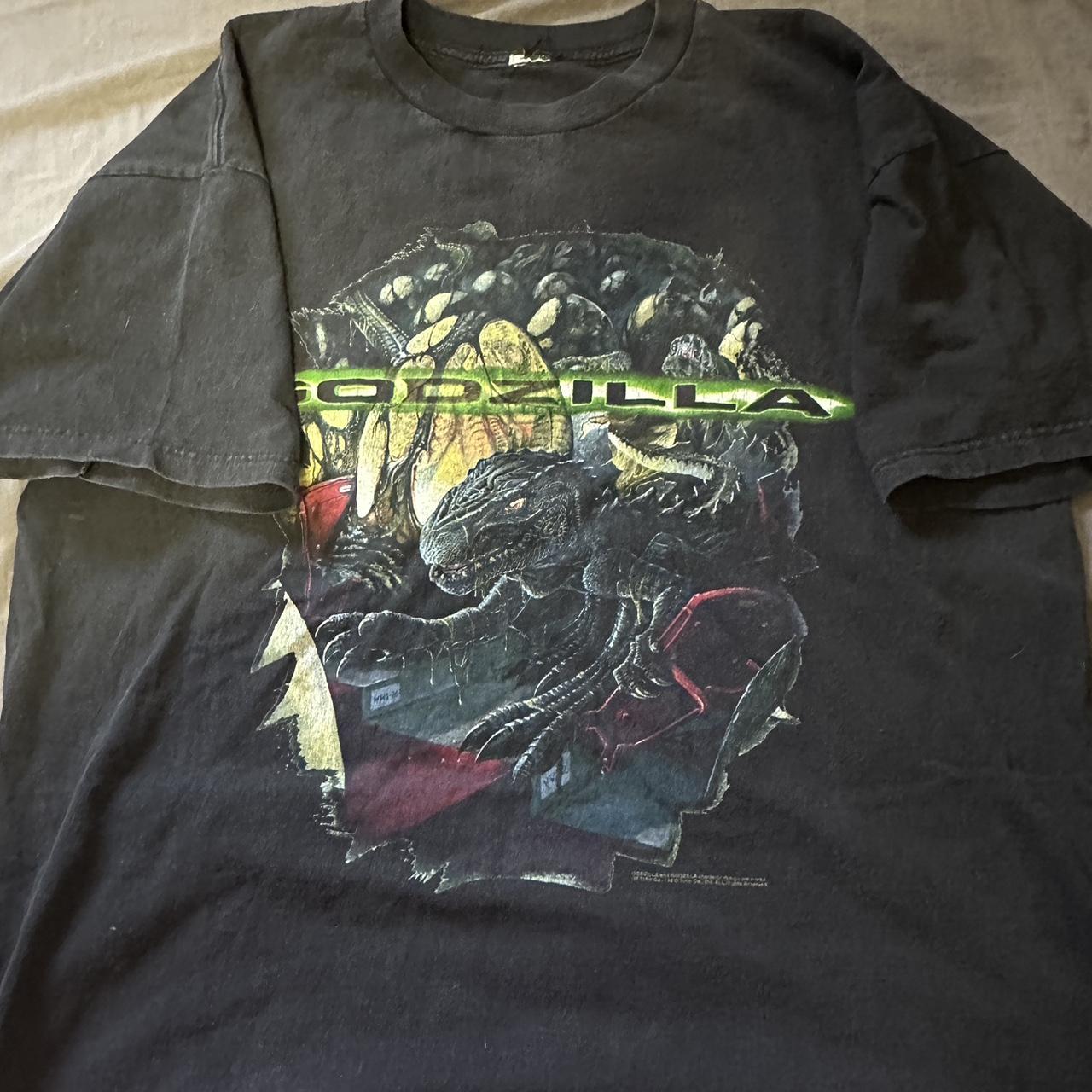 Vintage Godzilla t shirt 25 by 31 Good fade no tag... - Depop