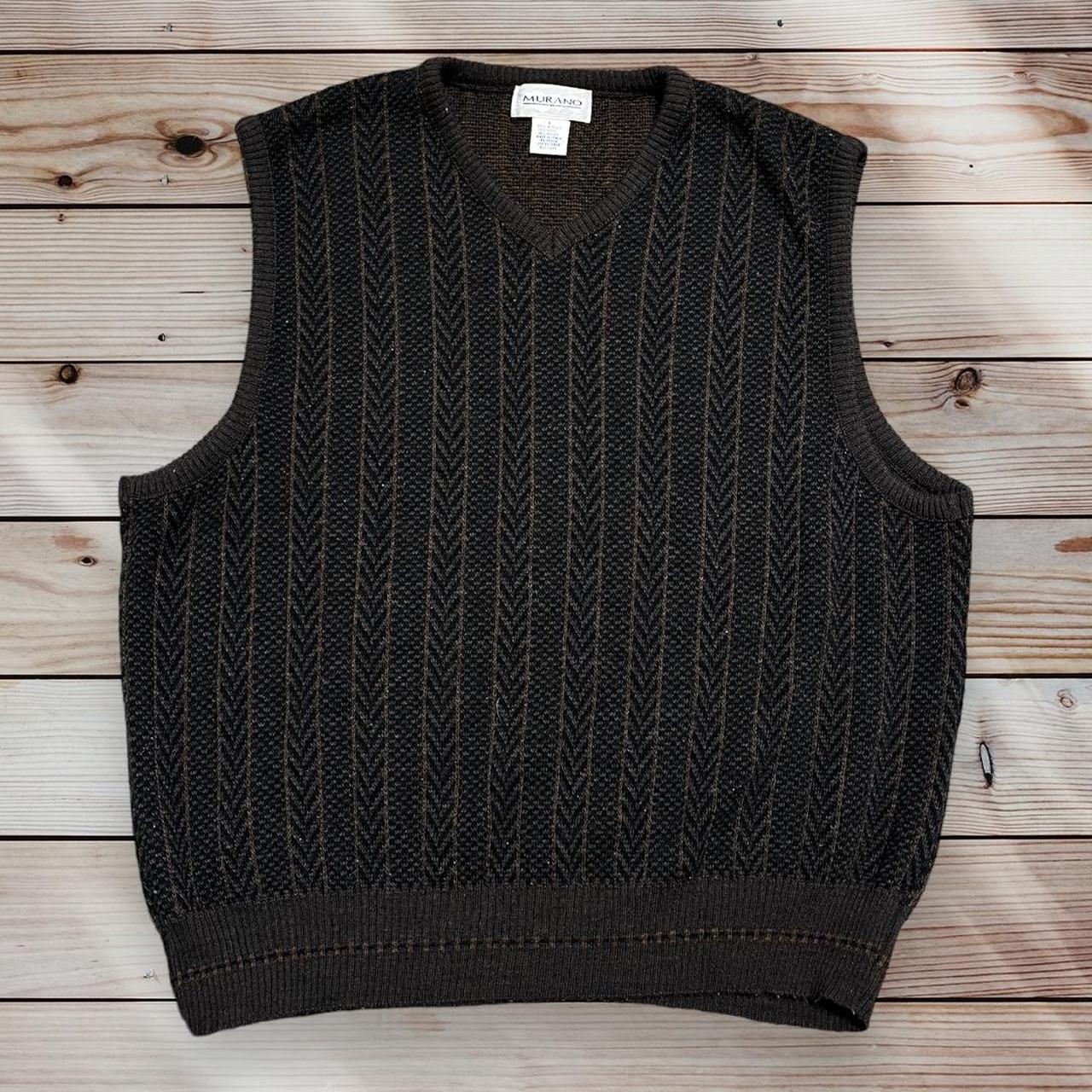 Vtg 90s wool acrylic sweater vest Size:... - Depop