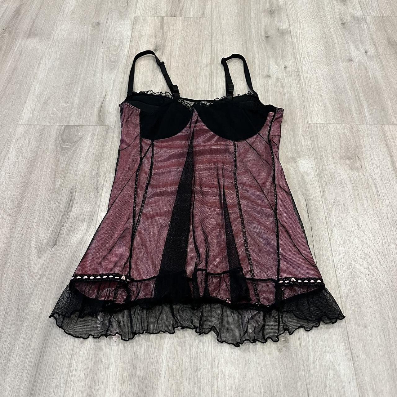 Vintage Y2K pink & black Lacey mini slip dress ... | Depop