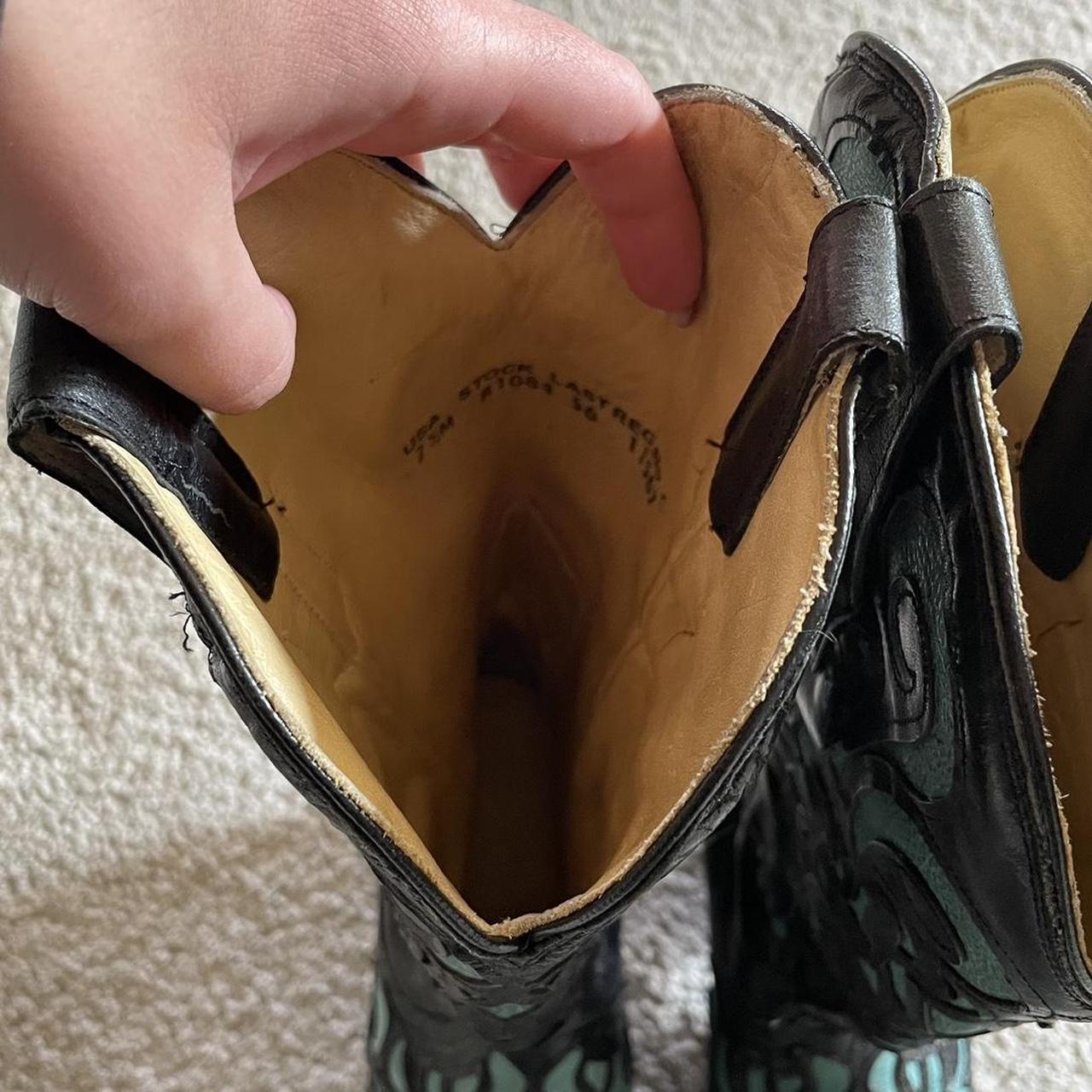 True vintage Corral brand blue and black cowboy... - Depop