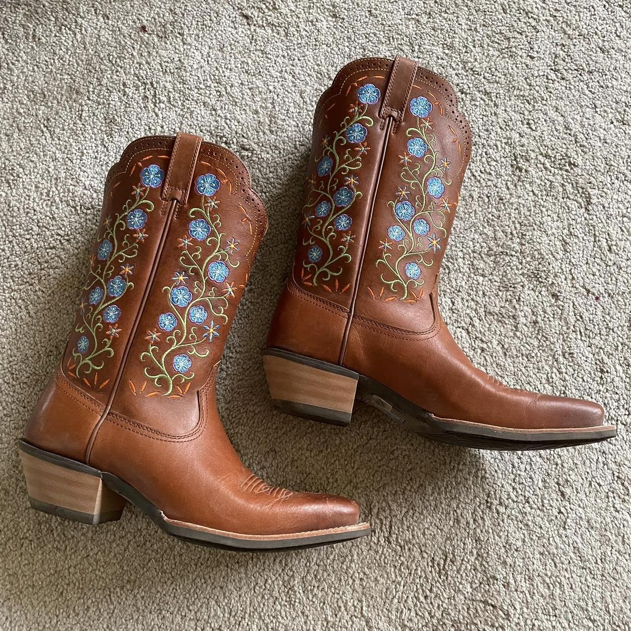 Ariat Women's Brown and Blue Boots | Depop