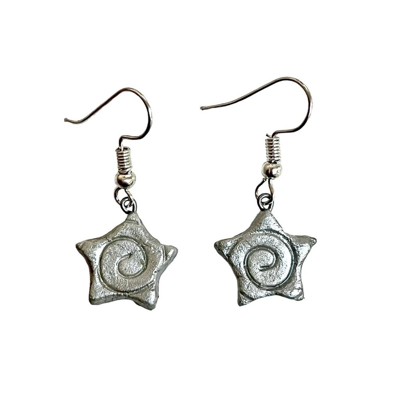 Handmade silver spiral star charm earrings ꩜ ☆ ˖*... - Depop