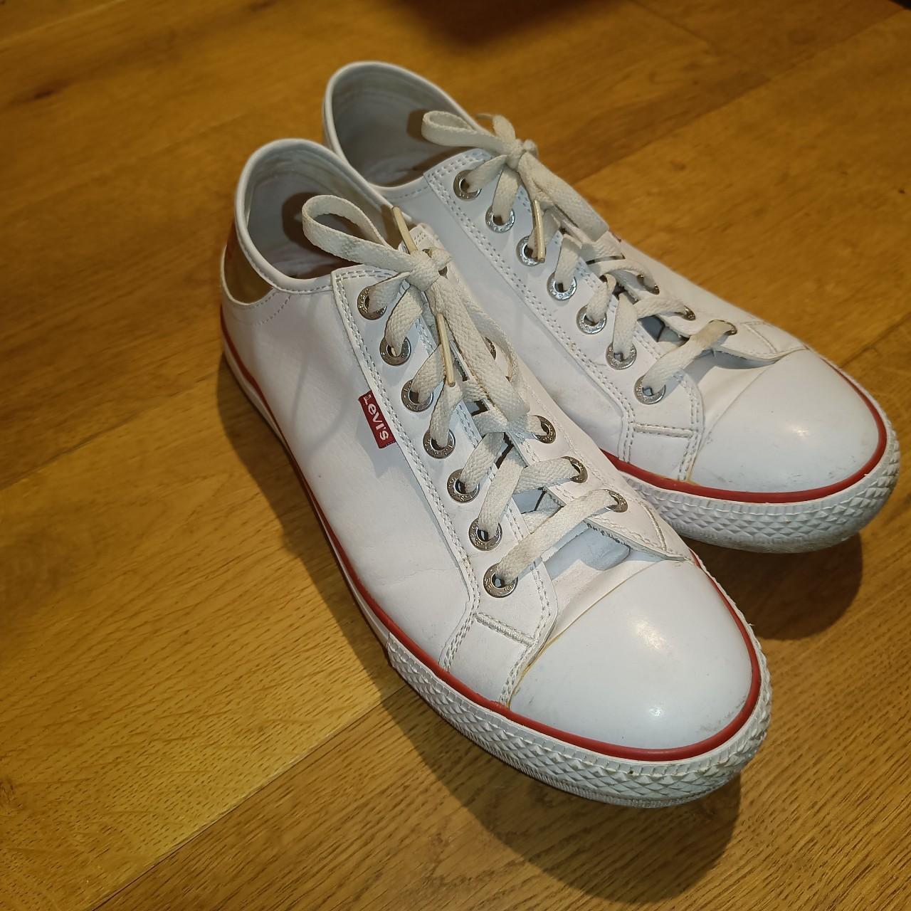 Levis Mens Trainers leather Colour White UK Size 9... - Depop