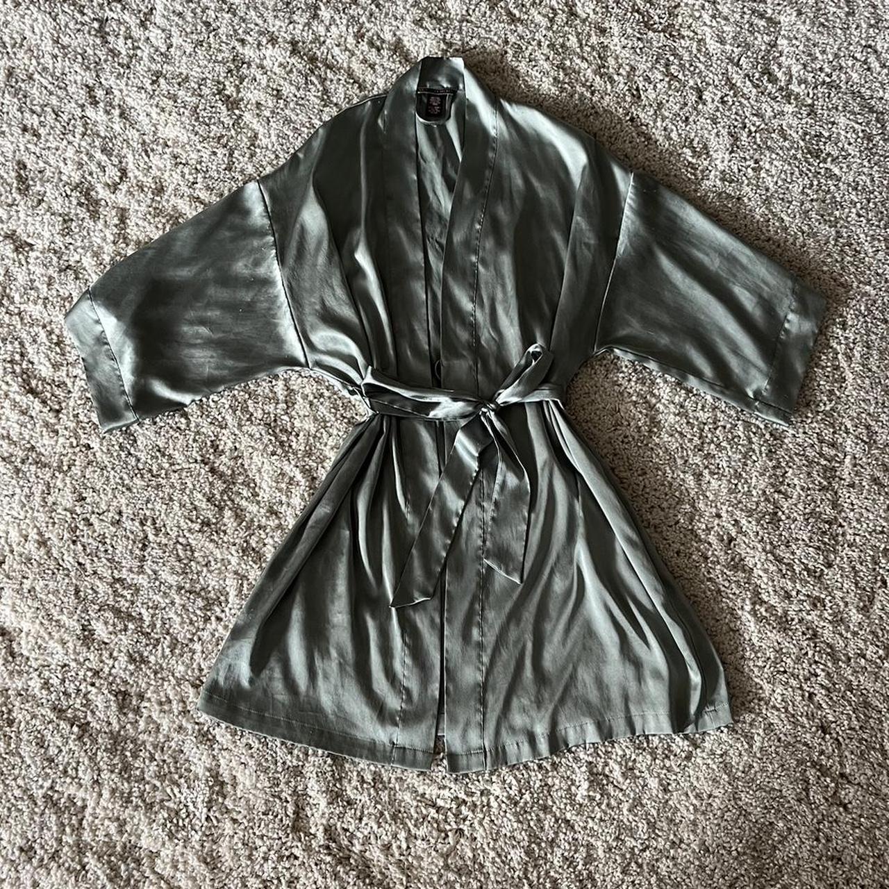 Victoria’s Secret silk robe in a green/gray color - Depop