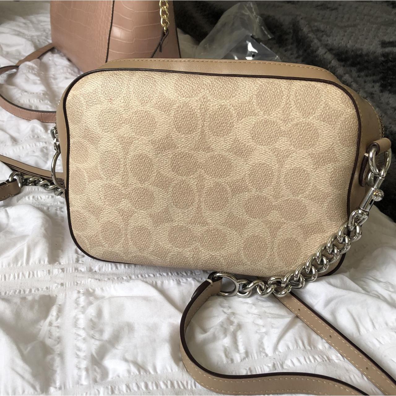 COACH BEIGE PINK CAMERA BAG authentic coach bag!... - Depop