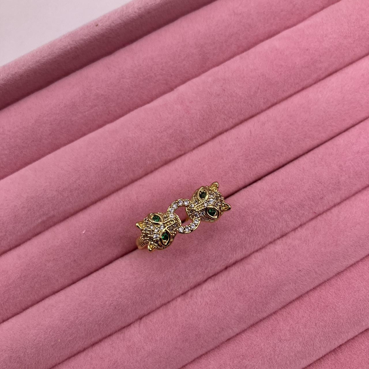 New Panther style ring Gold tone effect with two... - Depop