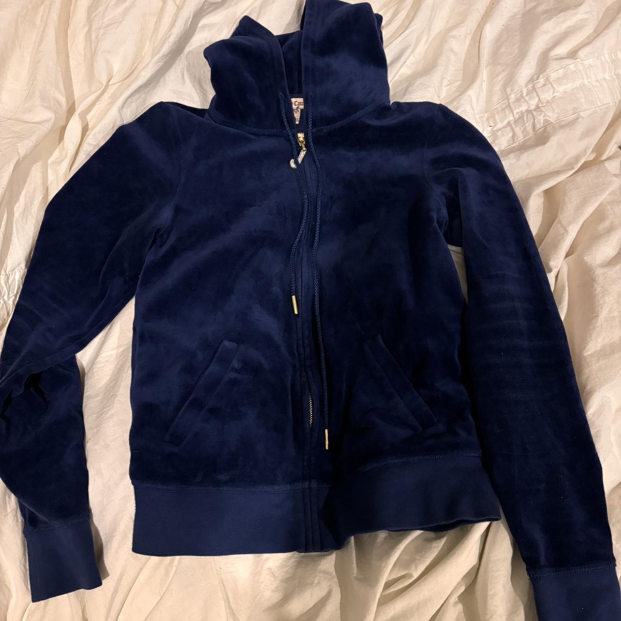 Royal blue Juicy Couture velour zip up hoodie with... | Depop