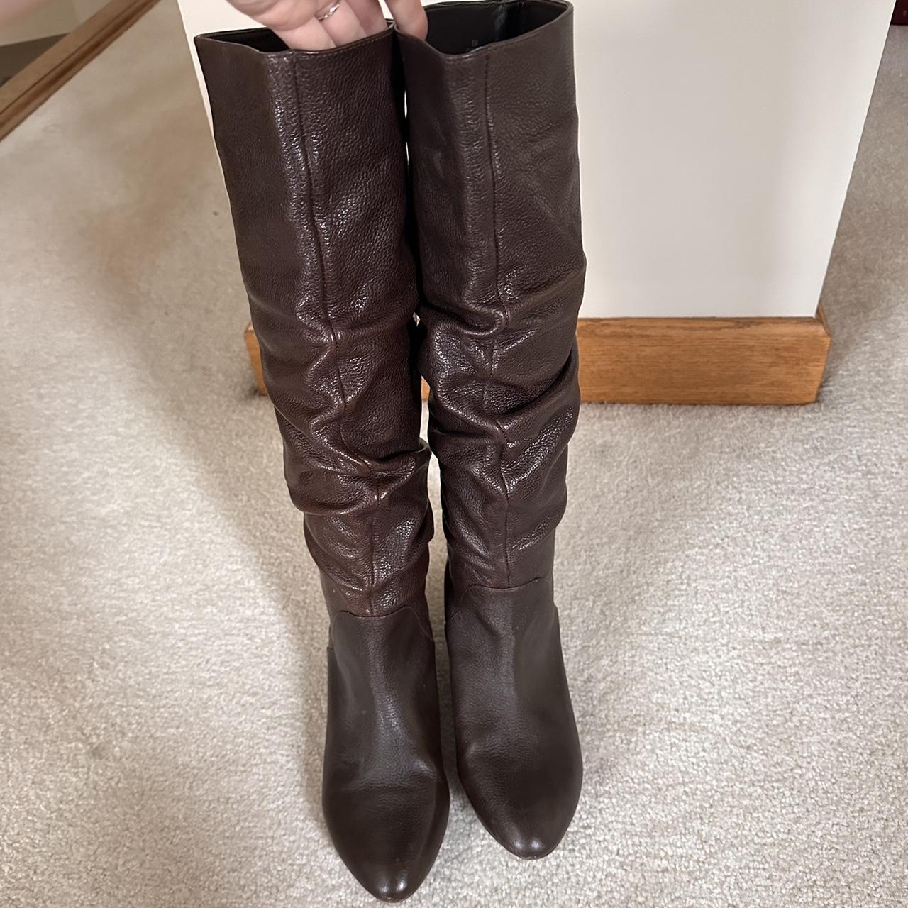 Vintage Gianni Bini brown leather knee high boho... - Depop