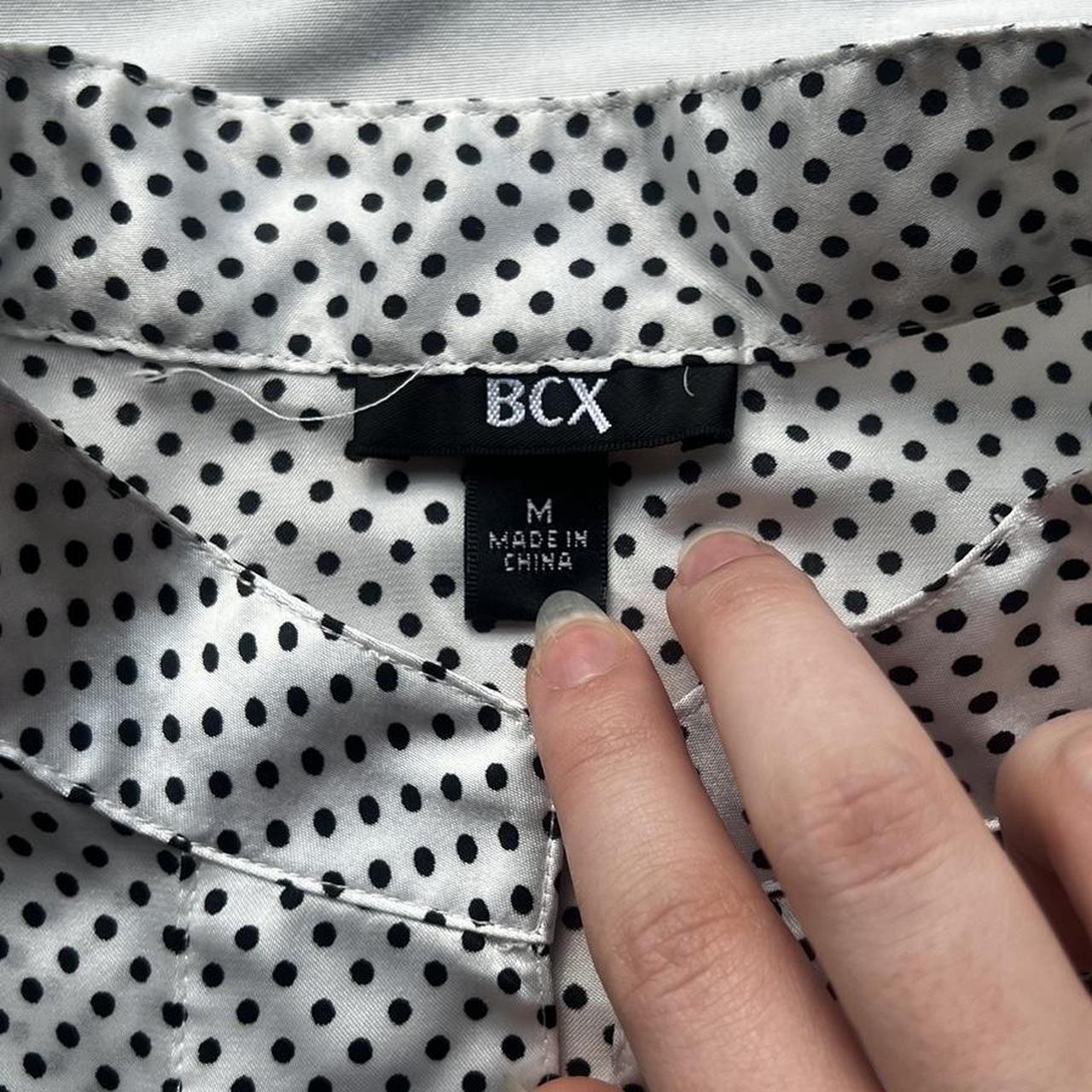 - polka dot office blouse - thrifted, BCX tag - tag... - Depop