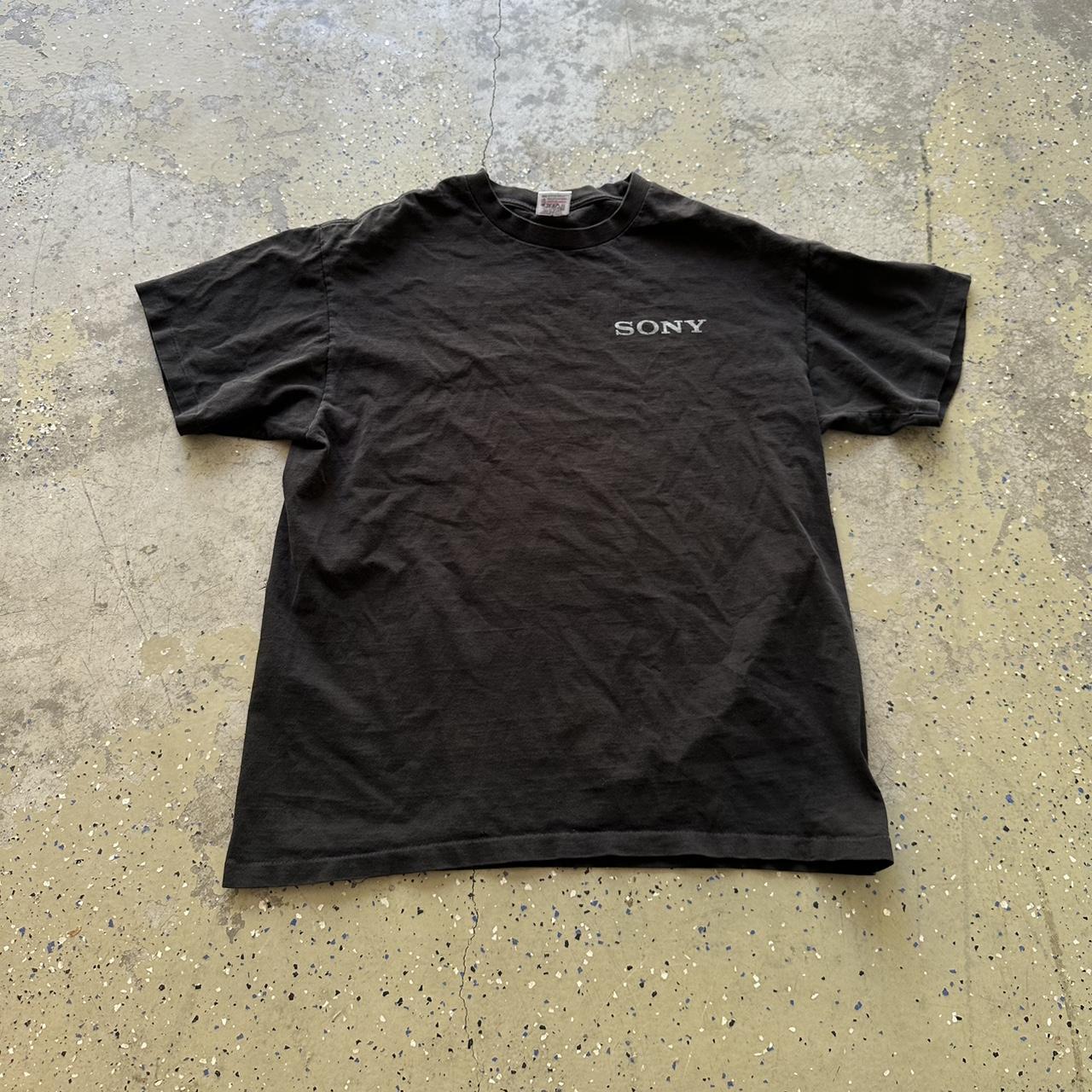vintage single stitch sony tee faded black size... - Depop