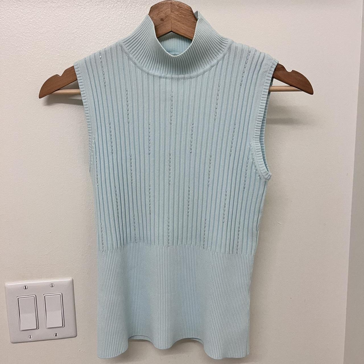 Vintage 2000s high neck blue tank top Very beautiful... - Depop