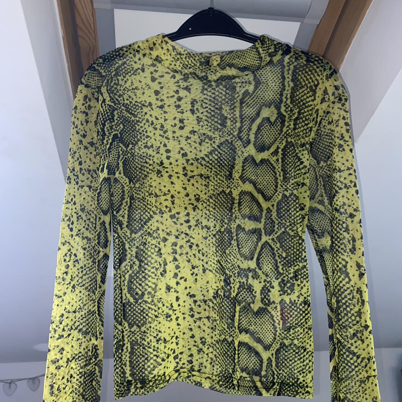 New Look snake print mesh long sleeved top in size... - Depop