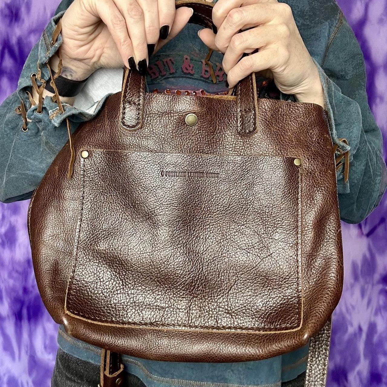 🤎 Brown genuine leather mini crossbody tote bag with... - Depop