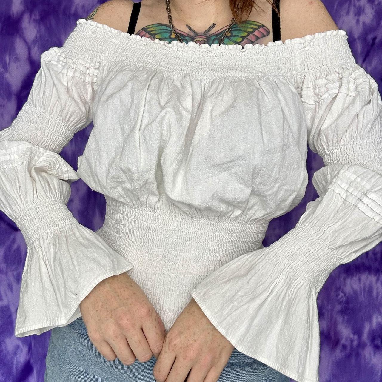 🤍 Off the shoulder white milkmaid style top with... - Depop