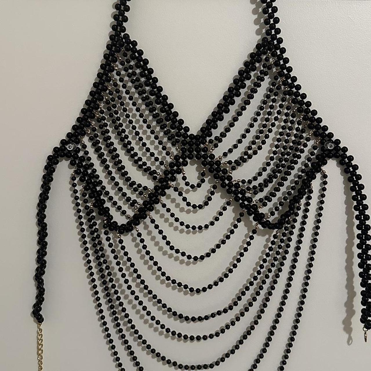 Black Pearl Body Chain Top Brand new never worn,... - Depop