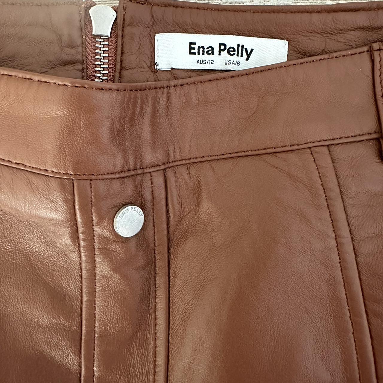 Ena Pelly ‘Blair’ Leather skirt Coco/ brown A-Line... - Depop