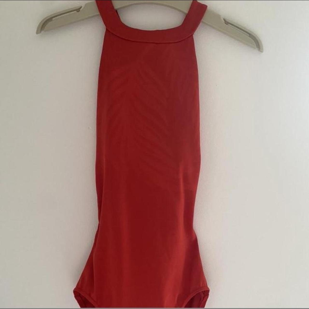 Red mirella (bloch) leotard with light palm leaf... - Depop