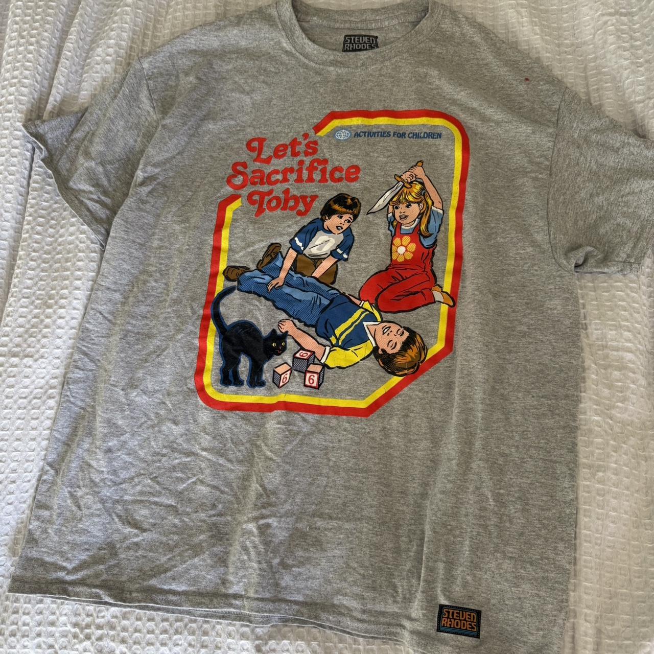 Grey Steven Rhodes Let's Sacrifice Toby graphic tee... | Depop