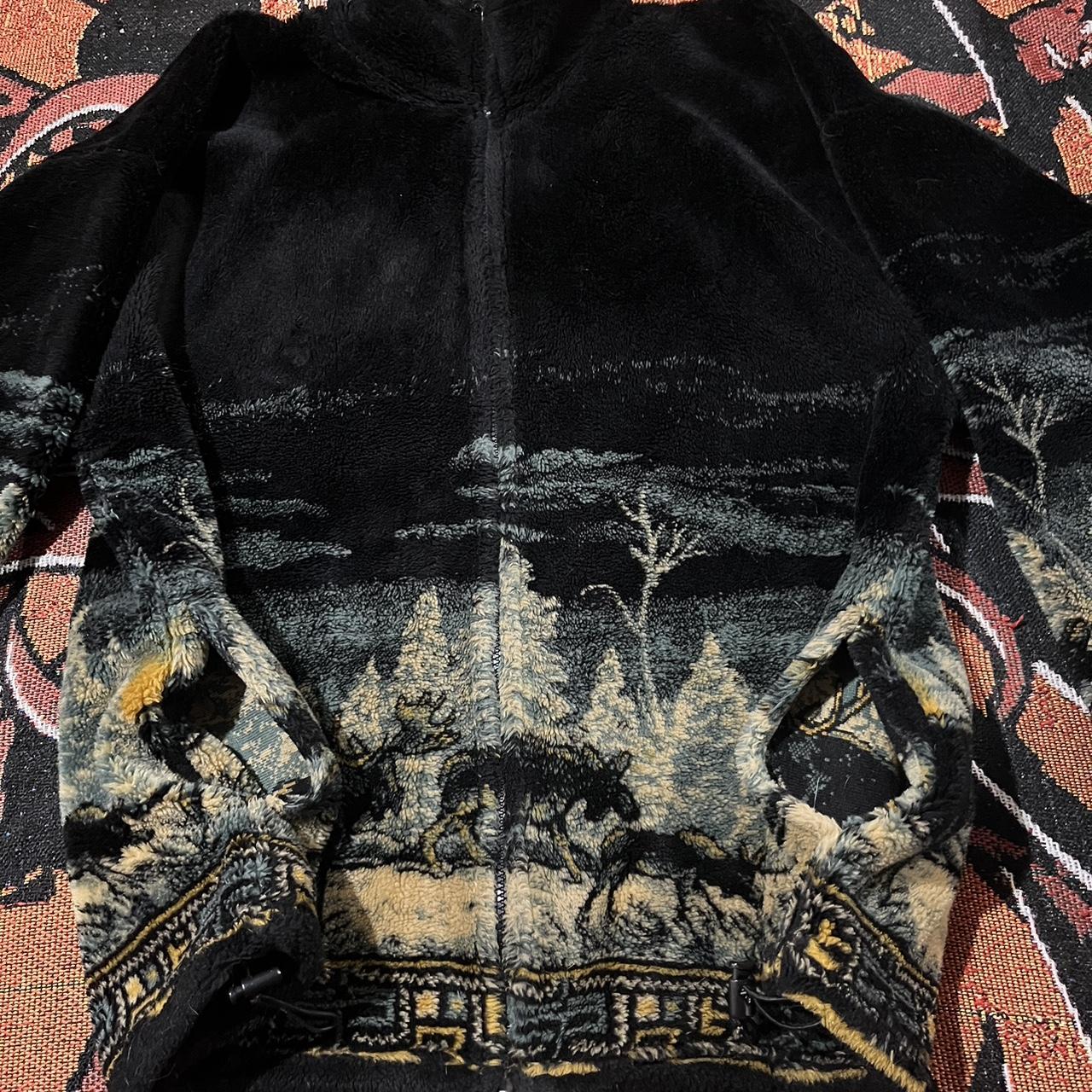 Vintage Moose Nature Fleece Jacket, all over print,... - Depop