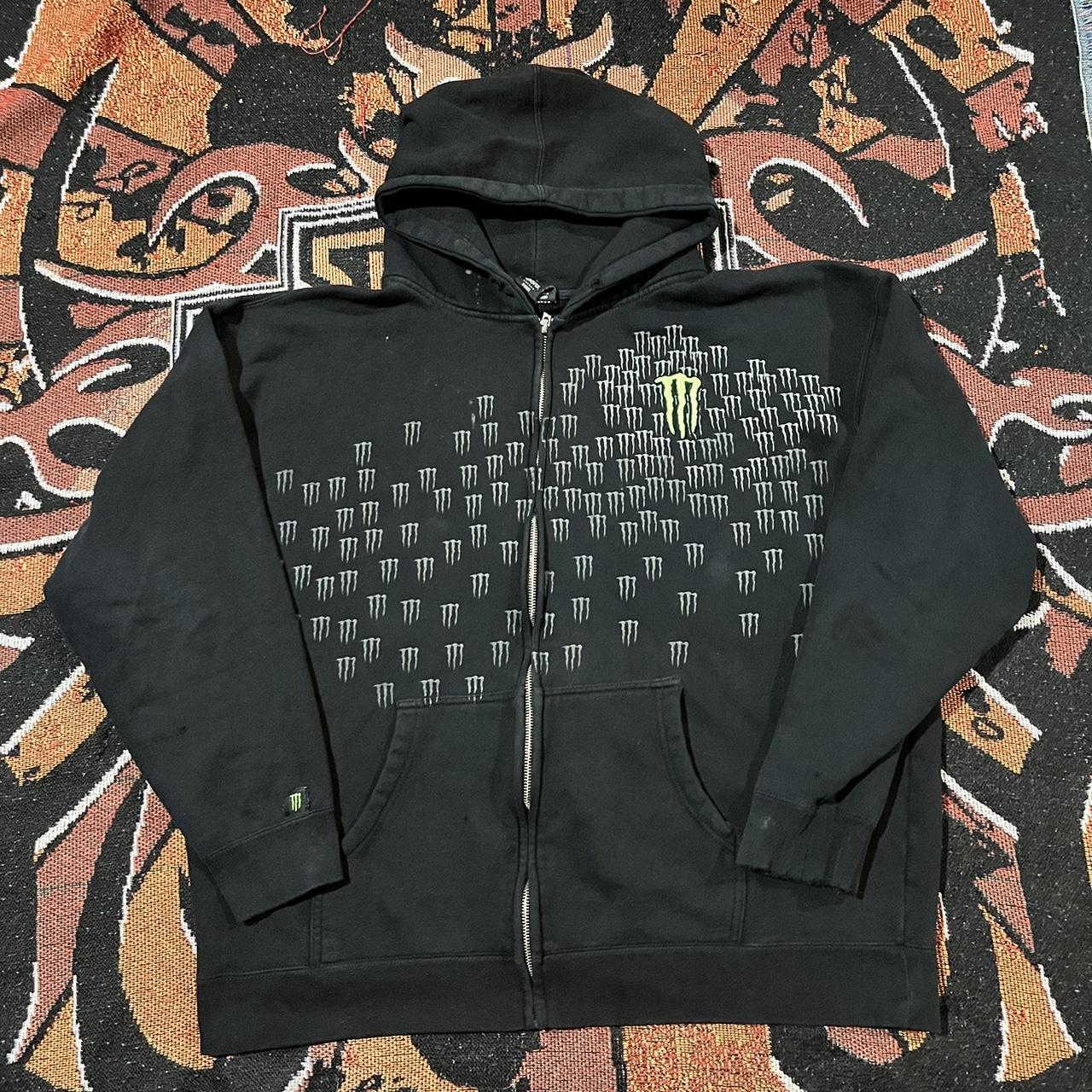 Vintage Y2K Monster Energy Zip Up Sweatshirt Hoodie,... - Depop