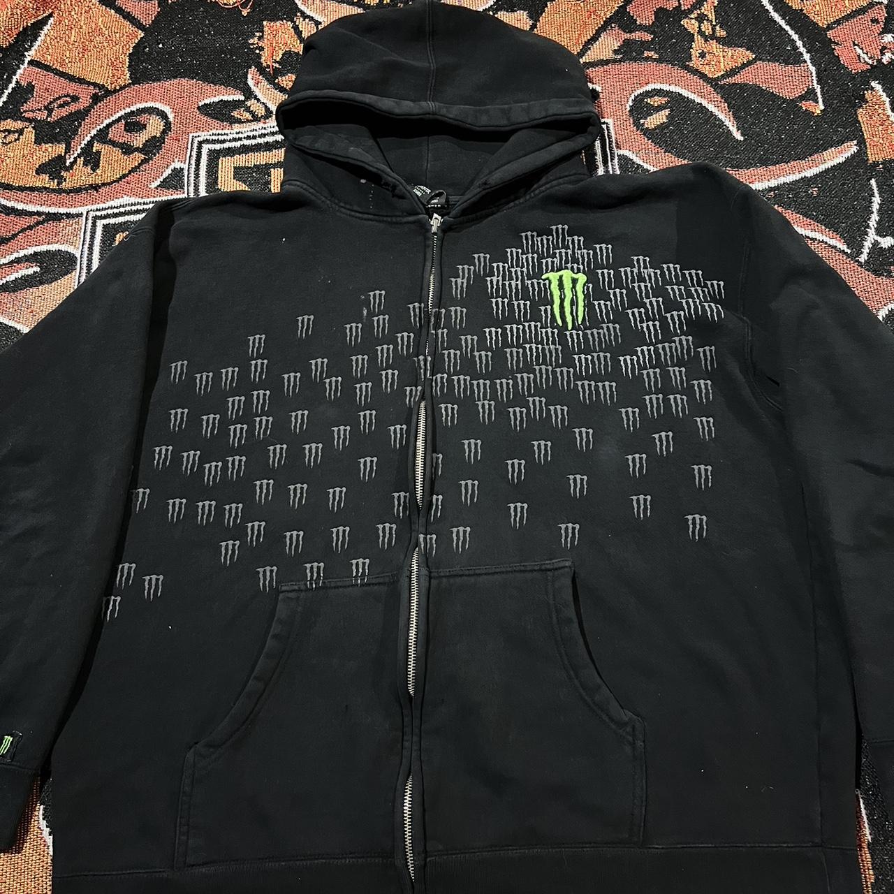 Vintage Y2K Monster Energy Zip Up Sweatshirt Hoodie,... - Depop