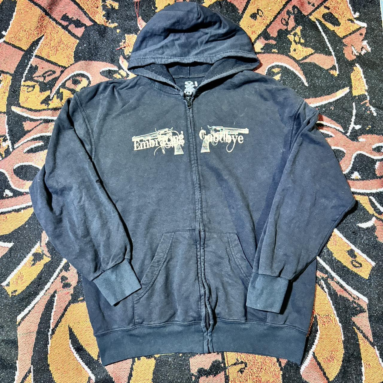 Vintage Y2K Gun Zip Up Hoodie, size XL, very light... - Depop