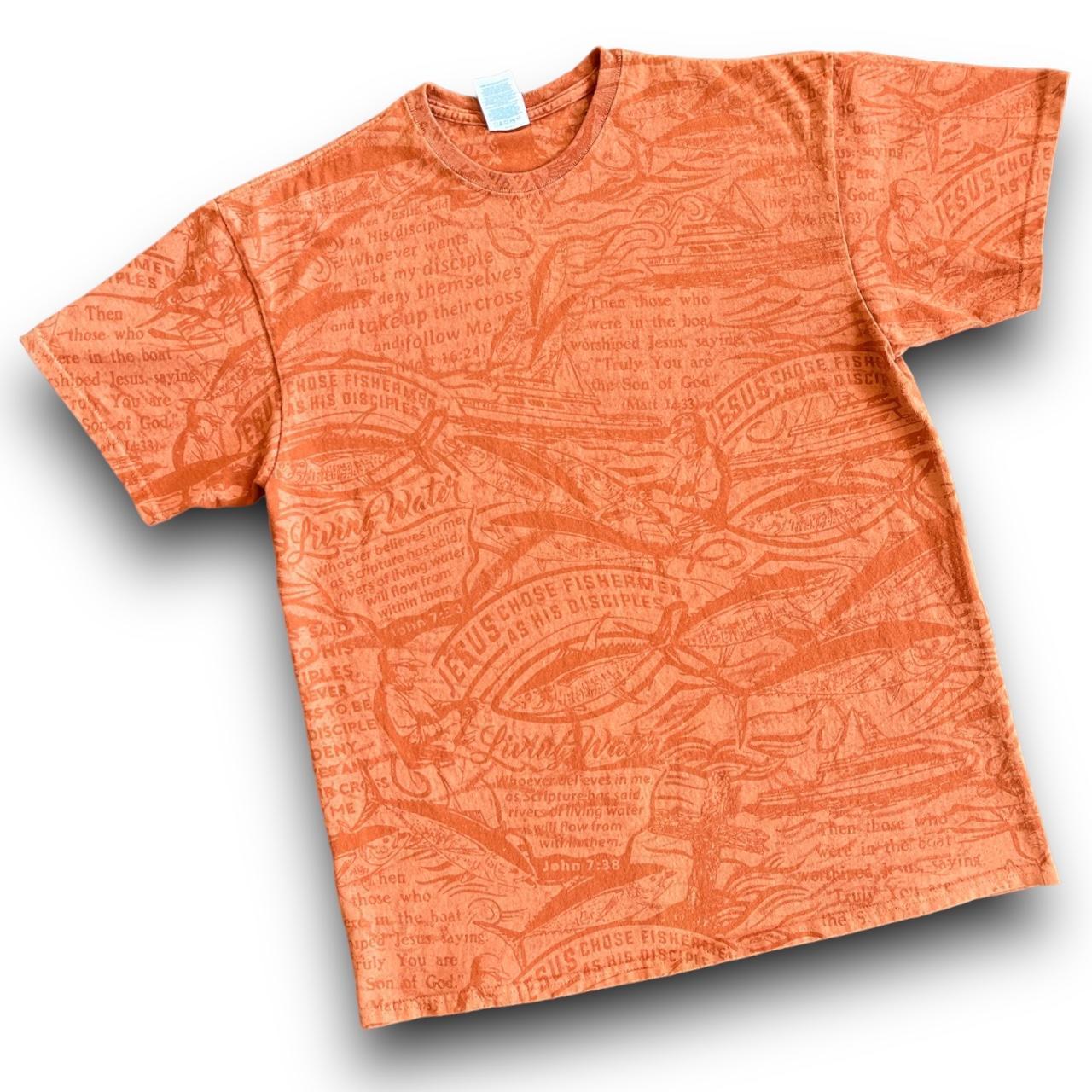Vintage Orange Jesus Disciples AOP T Shirt Size... - Depop