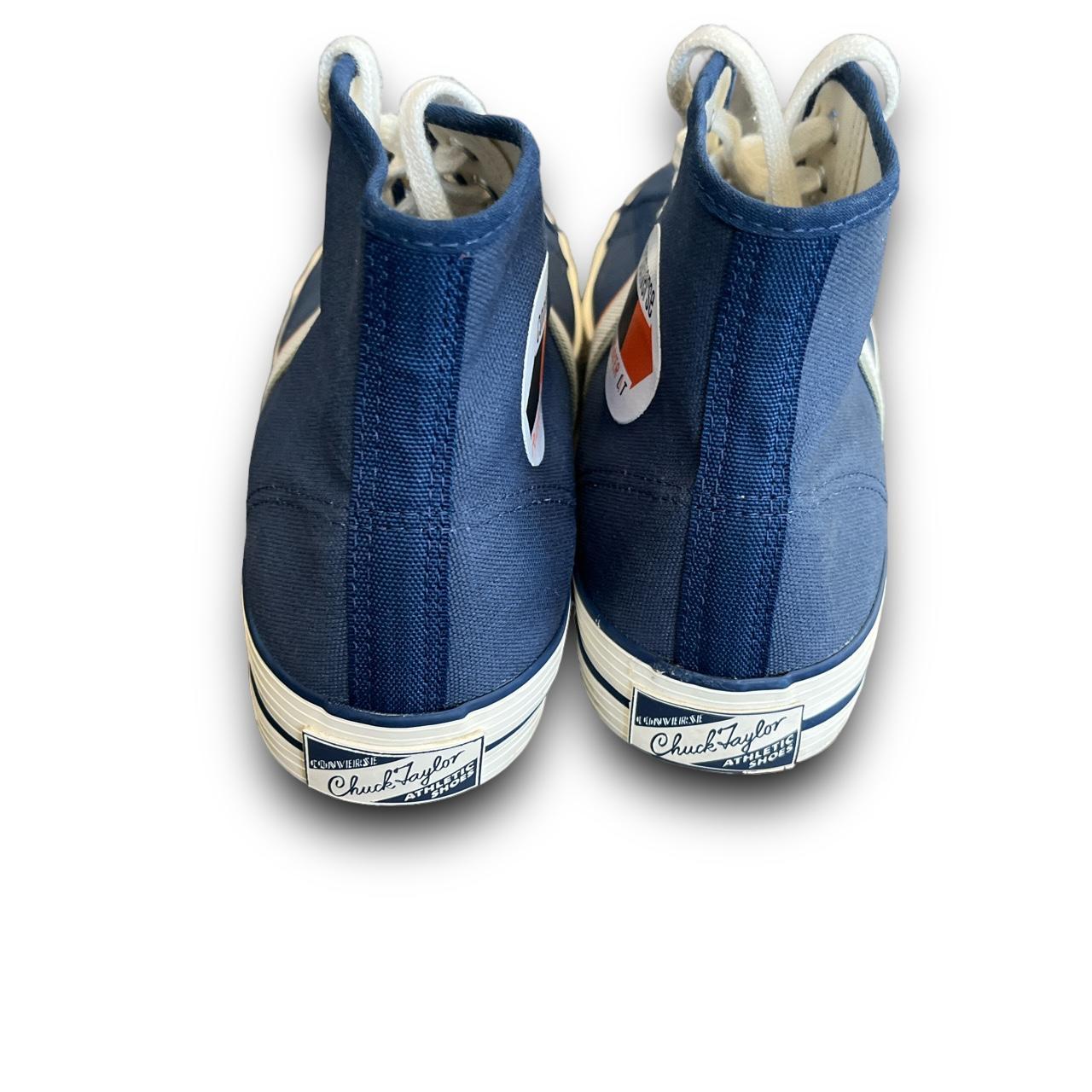 Blue Converse Chuck Taylor Player LT Hi Top... - Depop