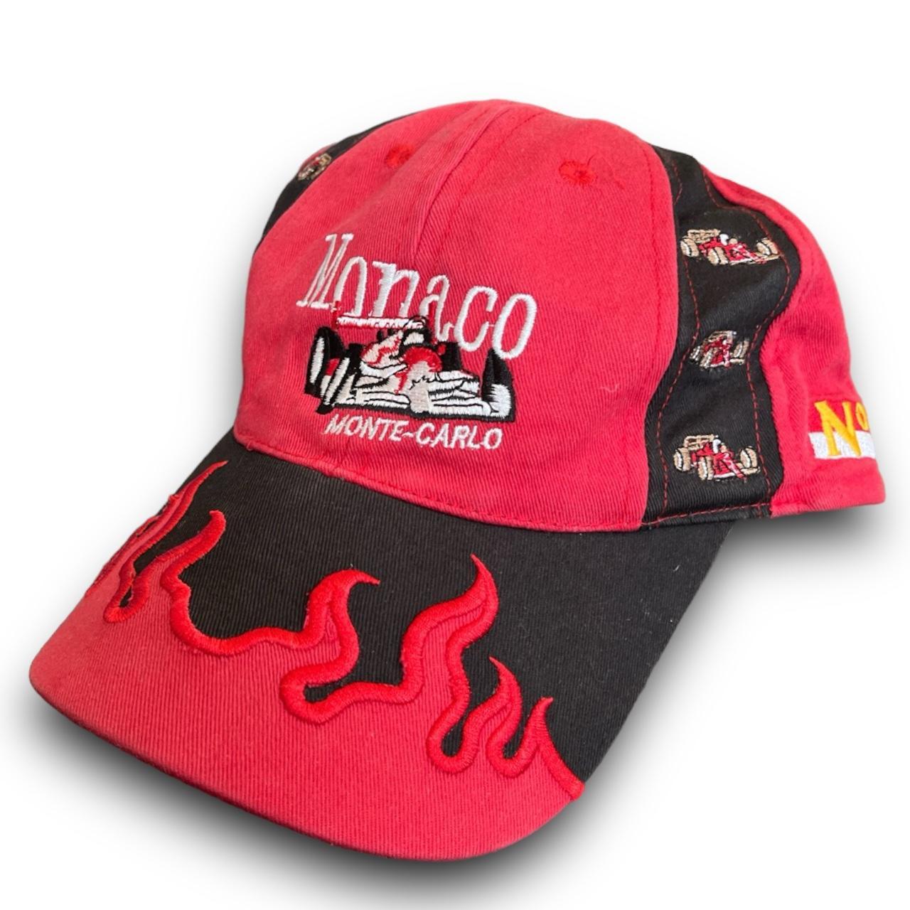 Vintage Red Monaco Monte Carlo Flames Hat Velcro... - Depop