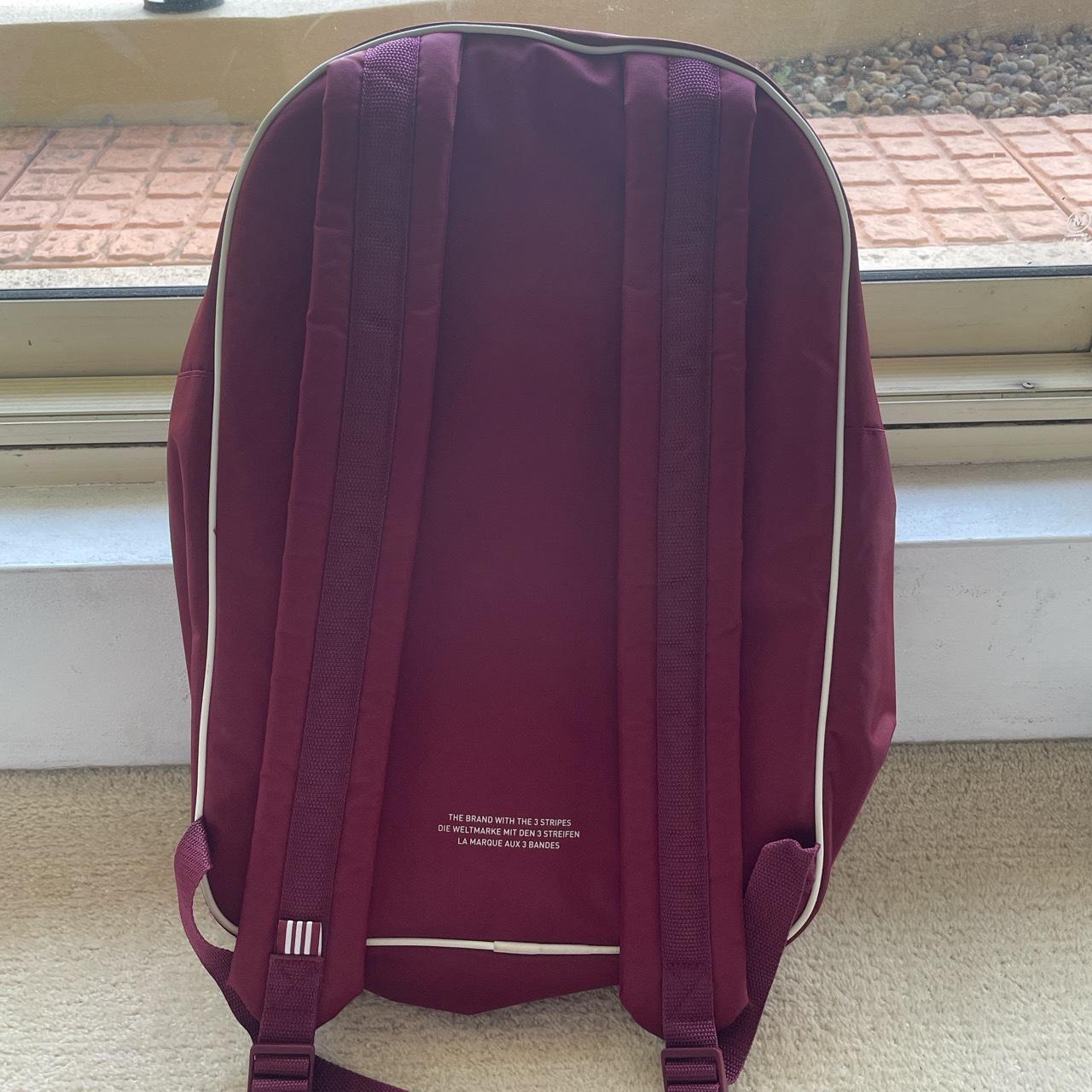 Burgundy Red Adidas Backpack 2 pockets : front... - Depop