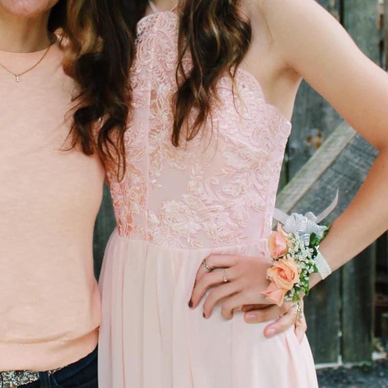 light pink prom/formal dress, only worn once and in... - Depop
