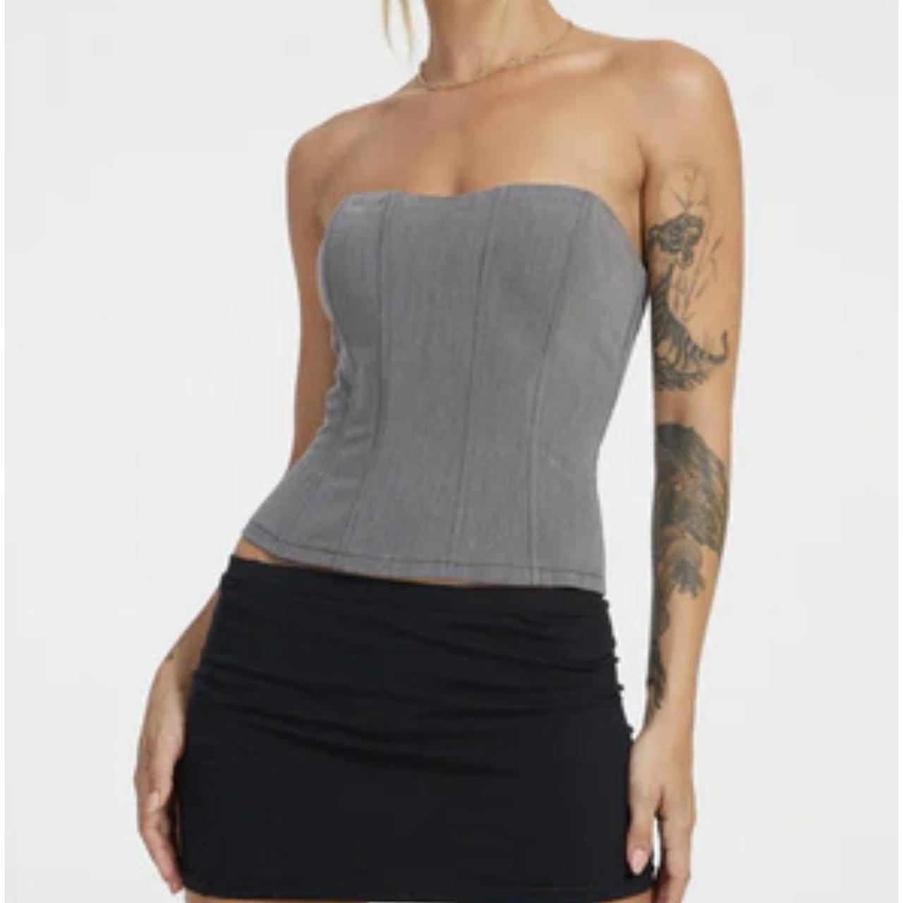 Motel rocks ‘Kansa corset’ in charcoal - Depop