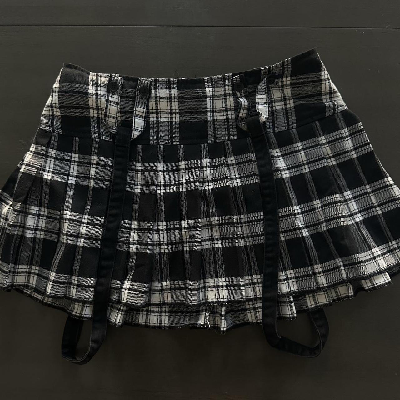 black and white Tripp NYC plaid skirt with... - Depop
